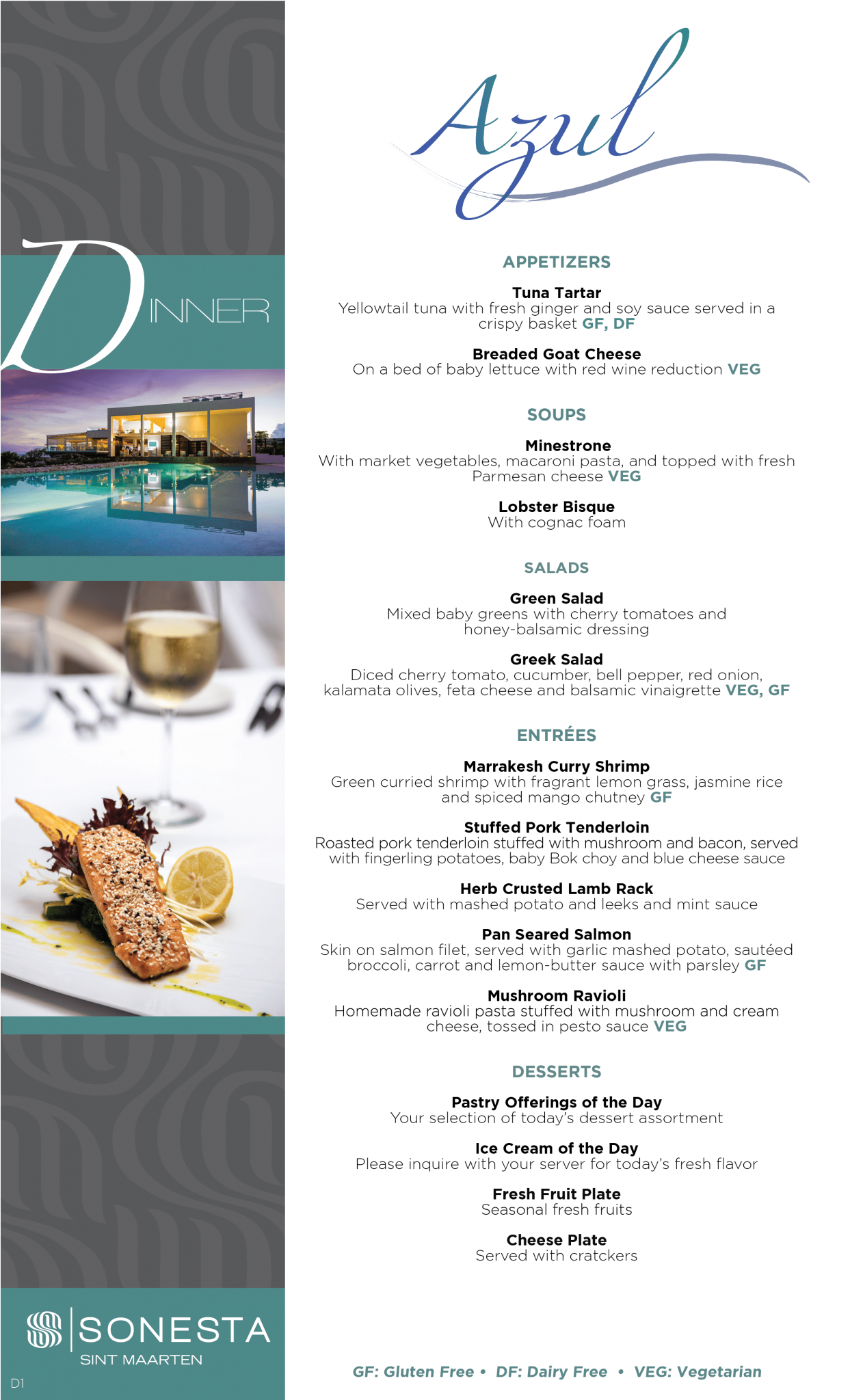 Azul Dinner Menus – Maho Group