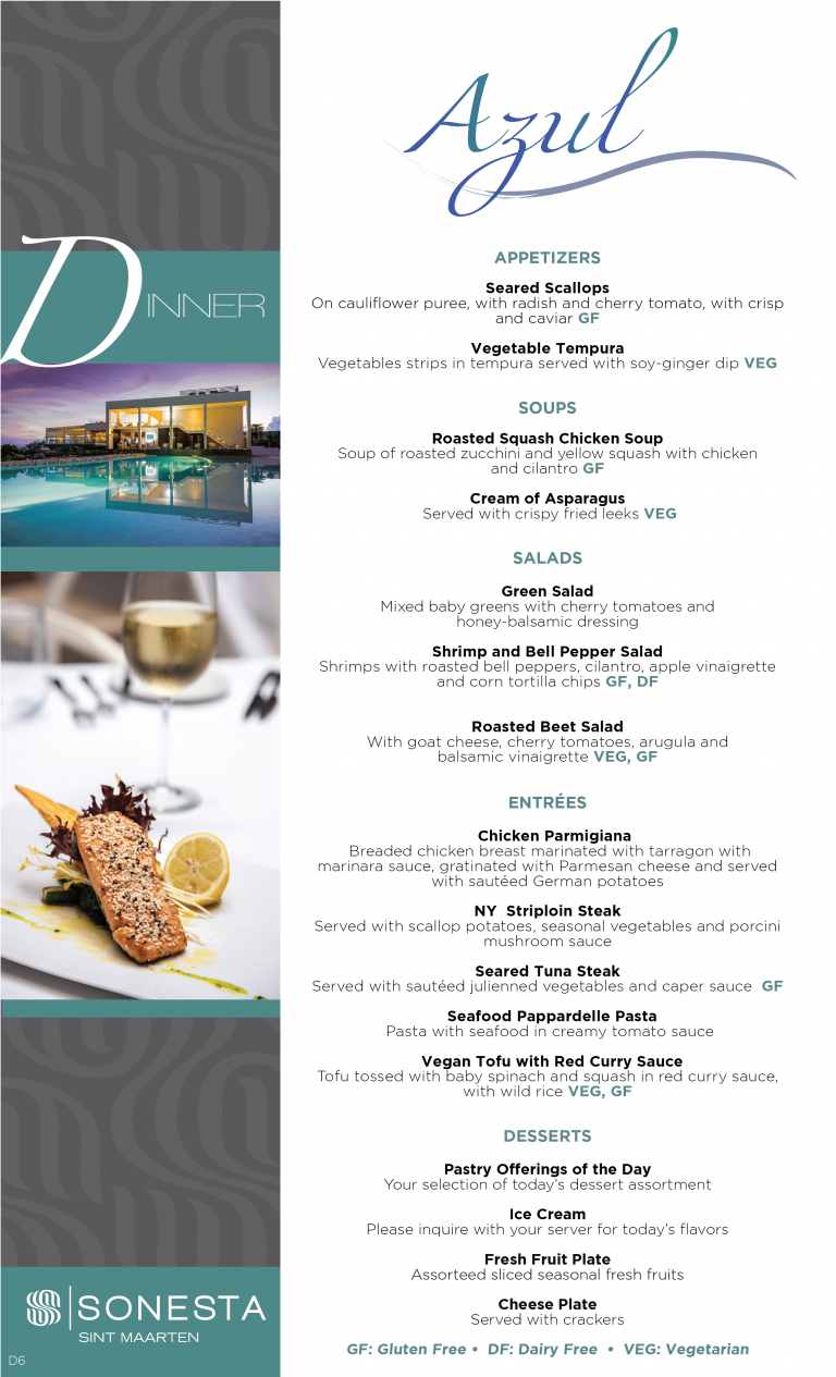 Azul Dinner Menus – Maho Group