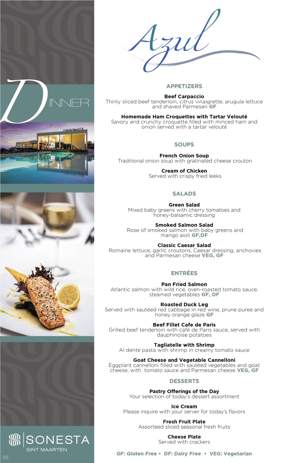 Azul Dinner Menus – Maho Group